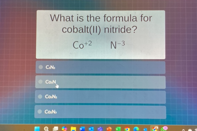 What is the formula for cobalt(II) nitride | StudyX