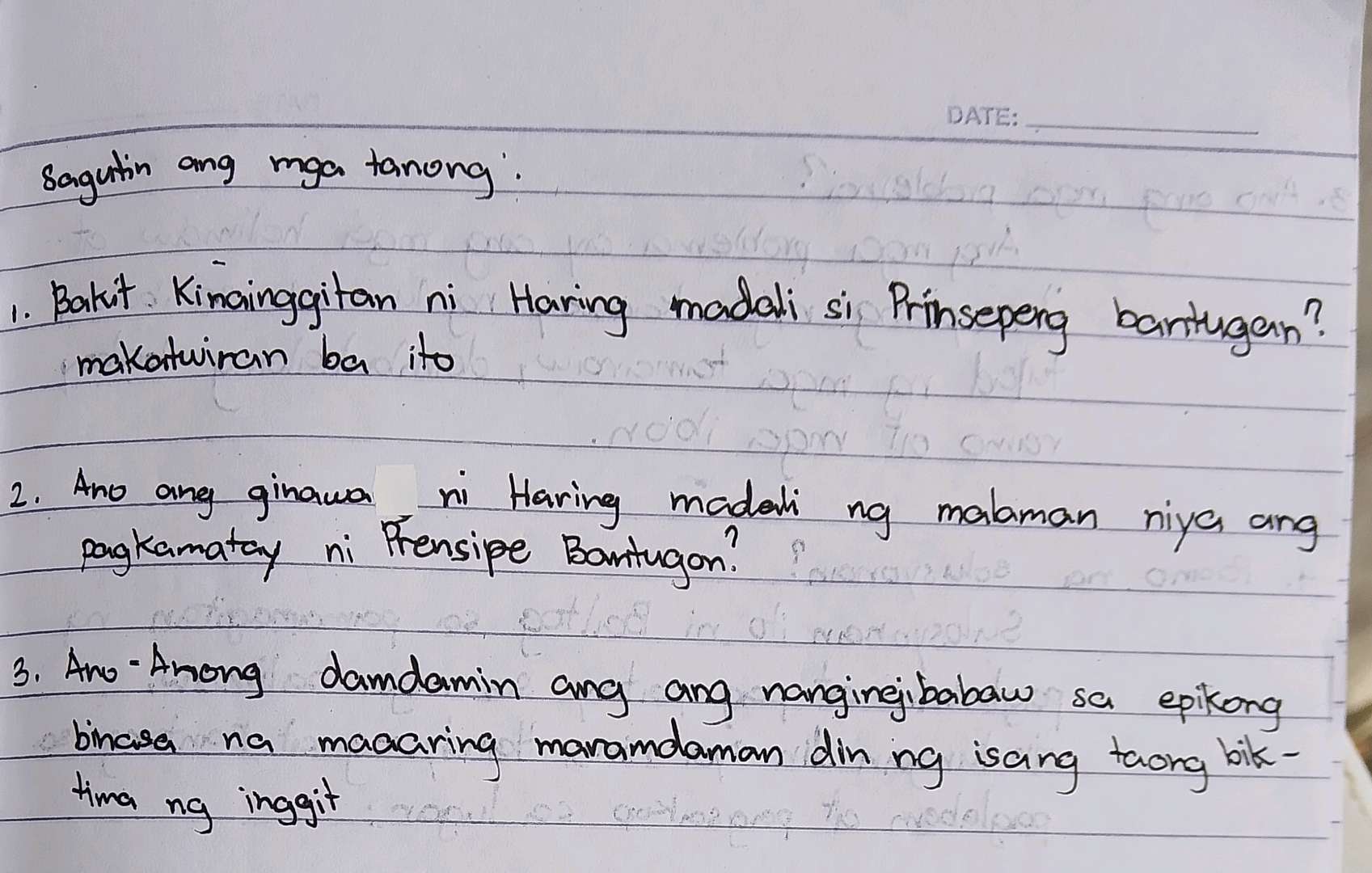 Sagutin ang mga tanong 1 Bakit Kinainggitan | StudyX