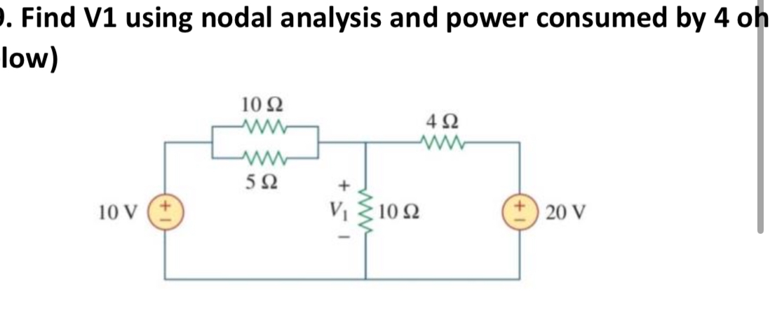 Find V1 using nodal analysis and power | StudyX
