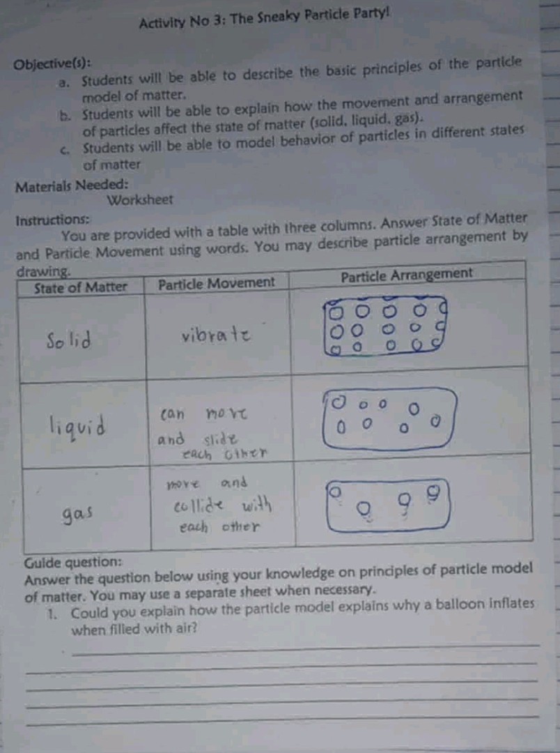 Activity No 3 The Sneaky Particle Party