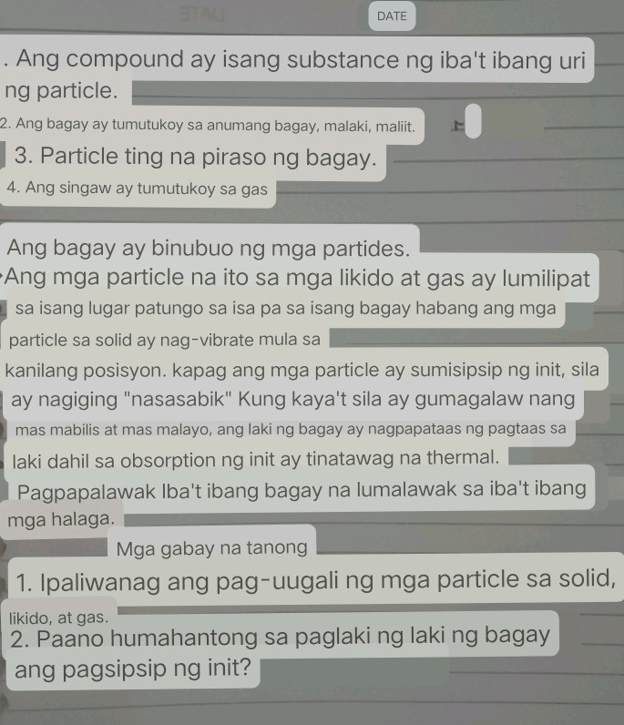 DATE Ang compound ay isang substance ng | StudyX