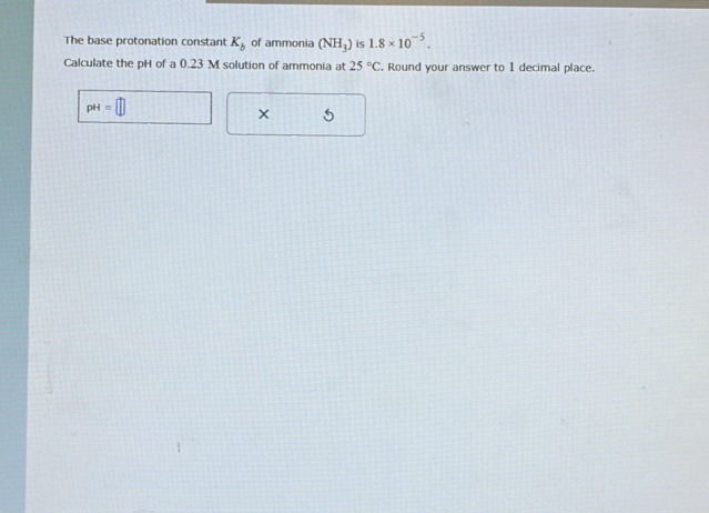 The base protonation constant Kb of ammonia | StudyX