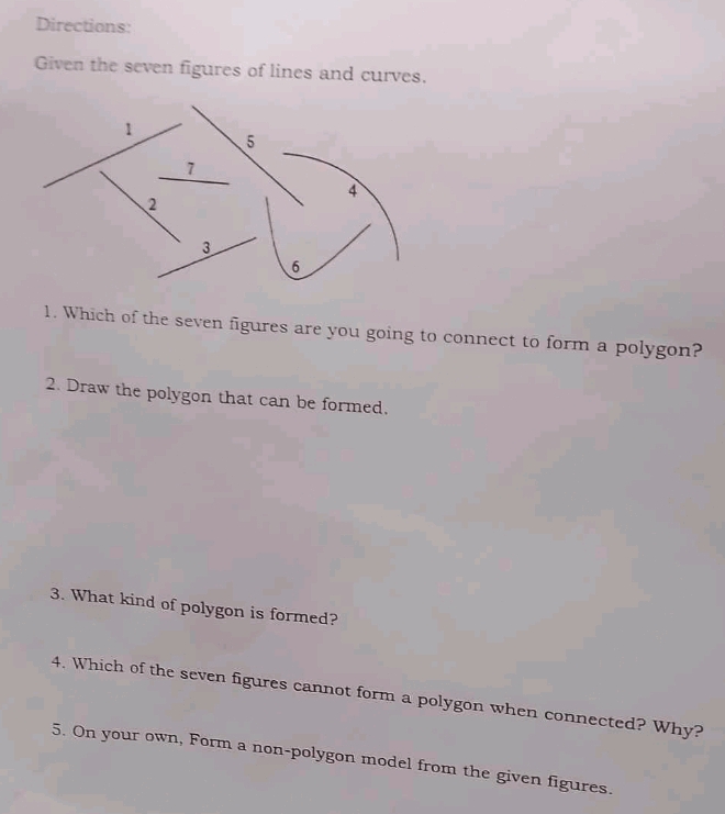Directions Given the seven figures of lines | StudyX