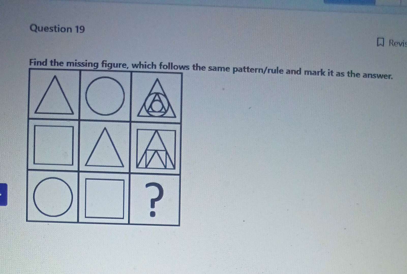 Question 19 Revis Find the missing figure | StudyX