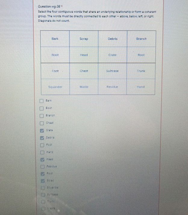 Question wg 08 Select the four contiguous | StudyX