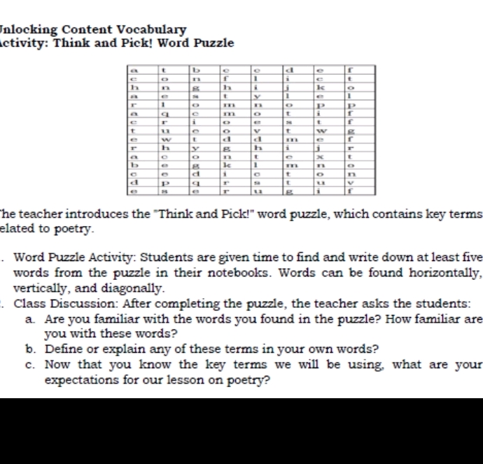Inlocking Content Vocabulary ctivity Think | StudyX
