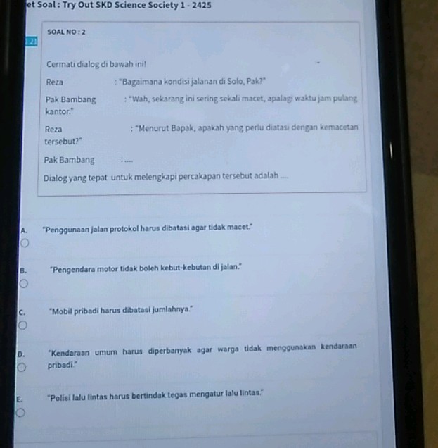 et Soal Try Out SKD Science Society 1 - | StudyX