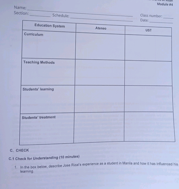 Module 4 Name Section Schedule Class | StudyX