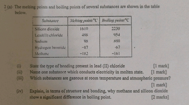 2 (a) The melting points and boiling points | StudyX