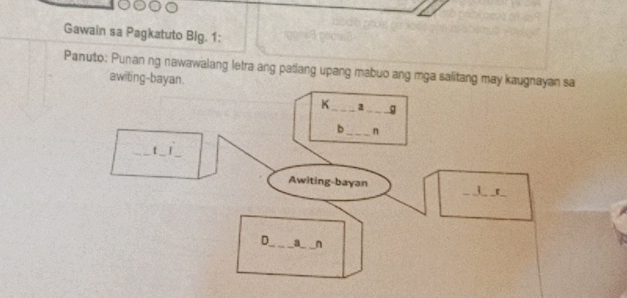 Gawain sa Pagkatuto Big 1 Panuto Punan ng | StudyX
