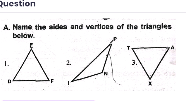 question A Name the sides and vertices of | StudyX