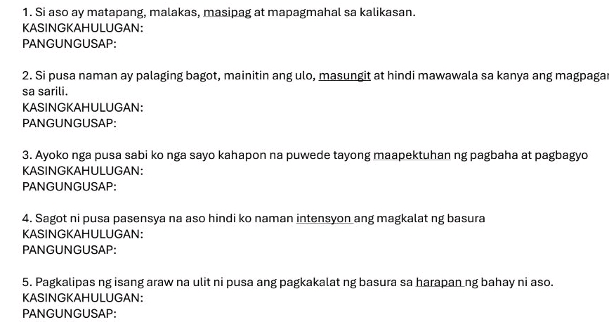 1 Si aso ay matapang malakas masipag at | StudyX