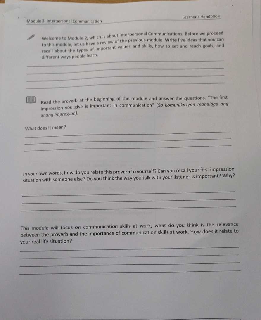 Module 2 Interpersonal Communication | StudyX