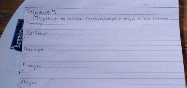 Gawain 4 QATE Magpahayag ng realisasyon | StudyX