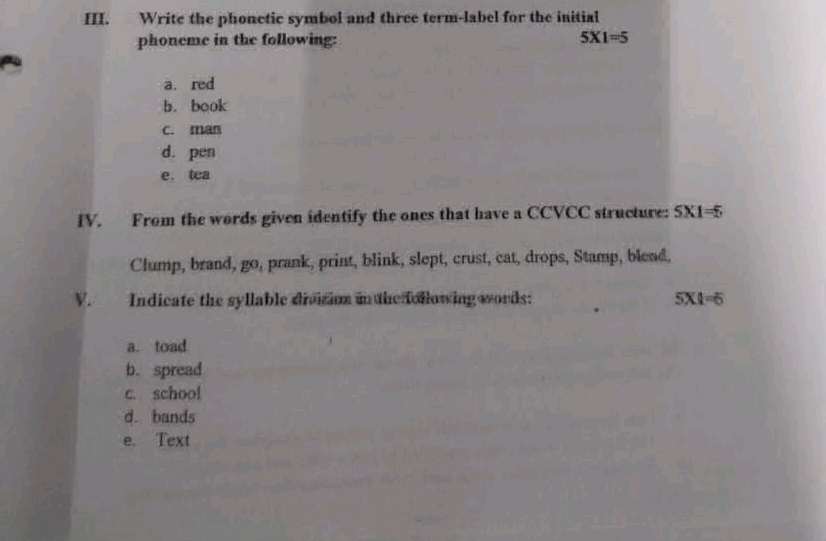III Write the phonetic symbol and three | StudyX