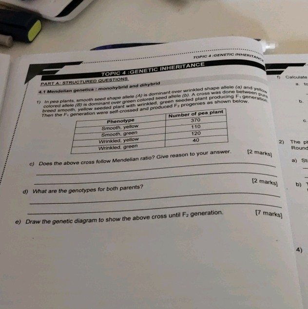 TOPIC A GENETIC INHERITANCE PART A | StudyX