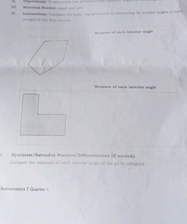 III Materials Needed paper and pen IV | StudyX