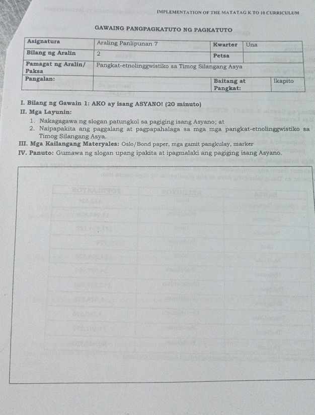 IMPLEMENTATION OF THE MATATAG K TO IO | StudyX