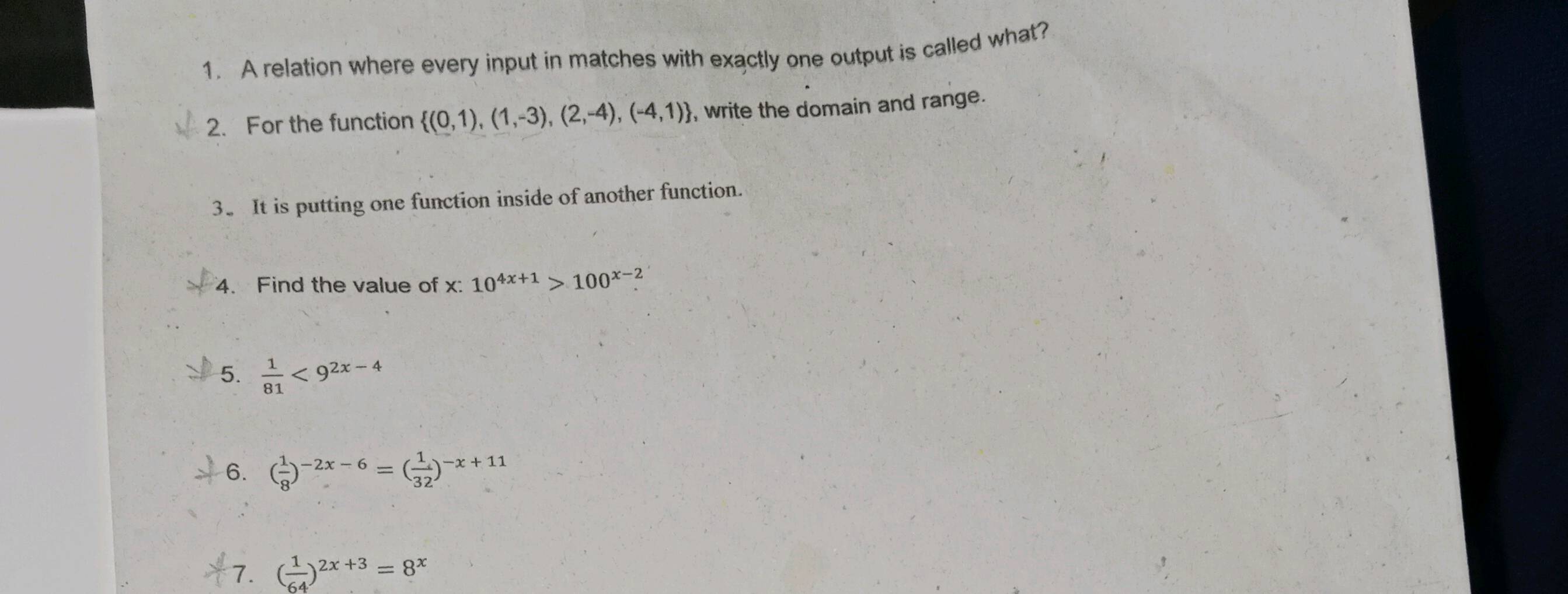 1 A relation where every input in matches | StudyX