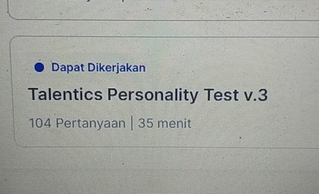 Dapat Dikerjakan Talentics Personality Test
