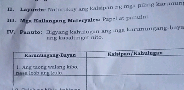 II Layunin Natutukoy ang kaisipan ng mga | StudyX