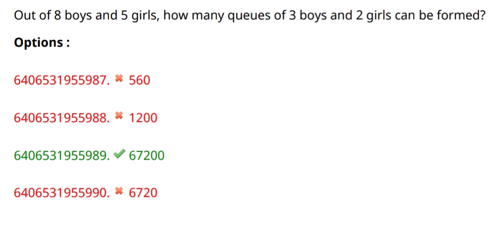 Out of 8 boys and 5 girls how many queues | StudyX