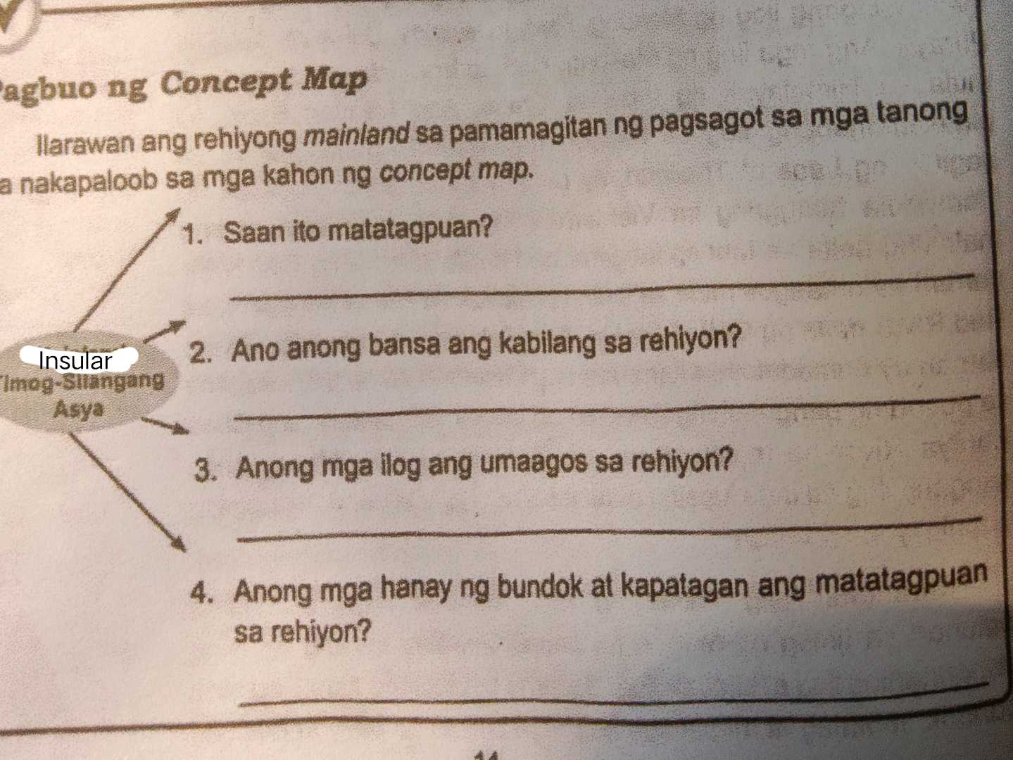 agbuo ng Concept Map llarawan ang rehiyong | StudyX
