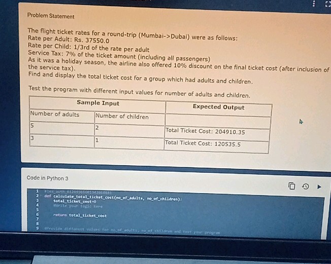 Problem Statement The flight ticket rates | StudyX