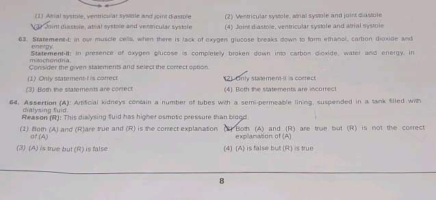 (1) Atrial systole ventricular systole and | StudyX