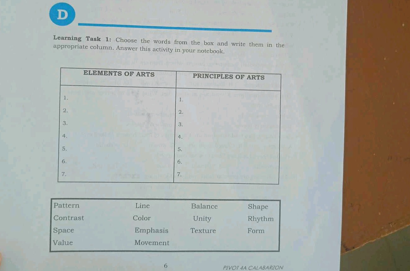 D Learning Task 1 Choose the words from the | StudyX