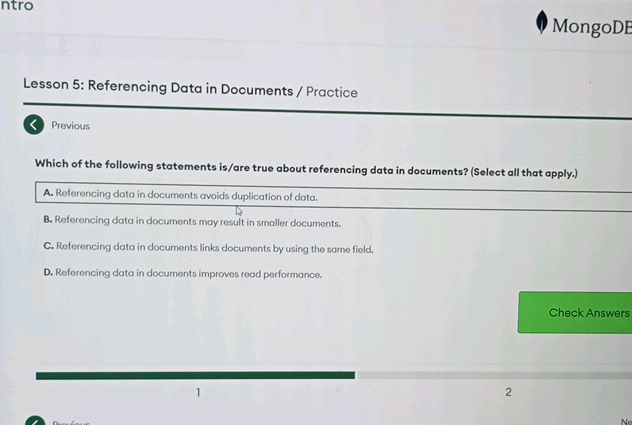 ntro MongoDE Lesson 5 Referencing Data in | StudyX