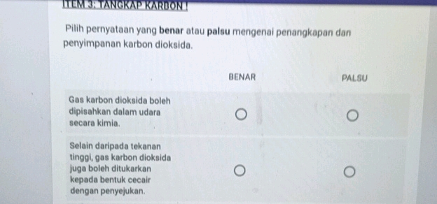 ITEM 3 TANGKAP KARUONI Pilih pernyataan | StudyX