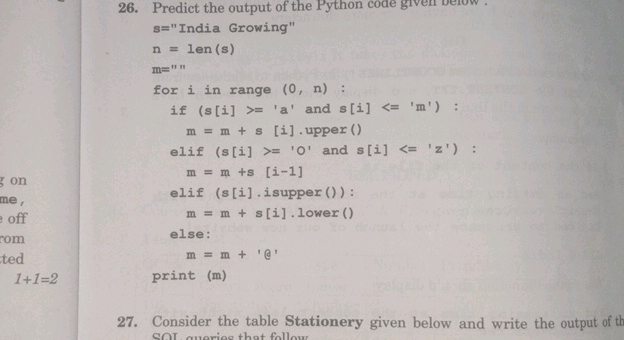 26 Predict the output of the Python | StudyX