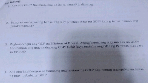 1 Ano ang GDP Nakakatulong baito na bansa | StudyX