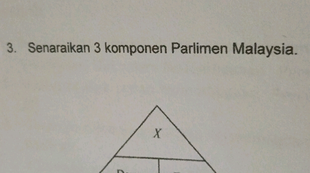 3 Senaraikan 3 komponen Parlimen Malaysia | StudyX