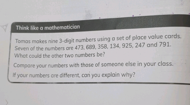 Think like a mathematician Tomas makes nine | StudyX