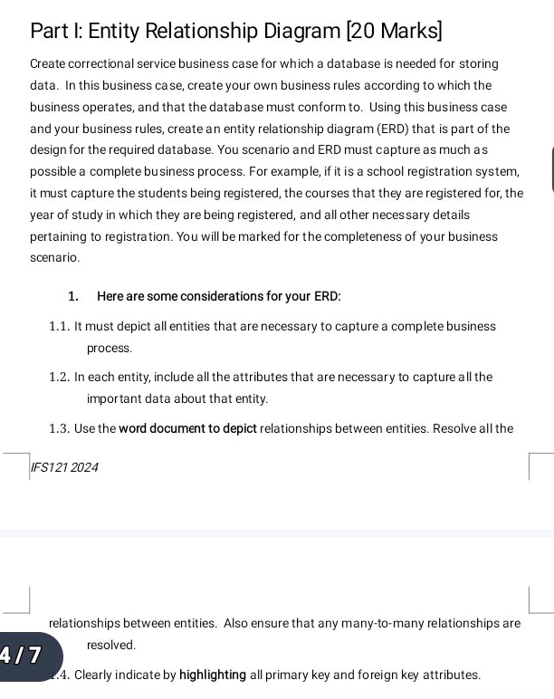 Part I Entity Relationship Diagram 20 Marks | StudyX