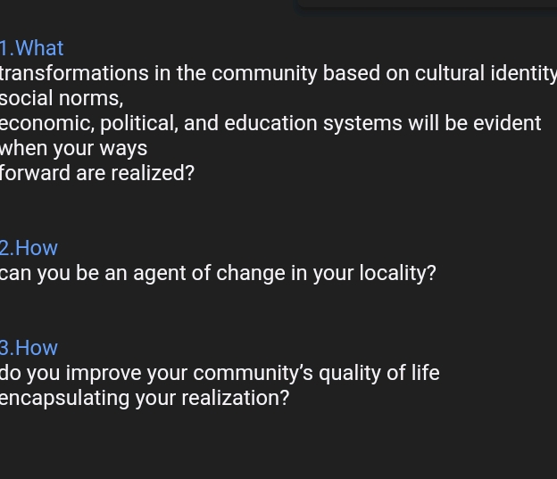 1What transformations in the community | StudyX