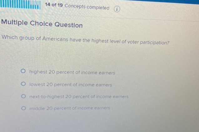 14 of 19 Concepts completed Multiple Choice | StudyX