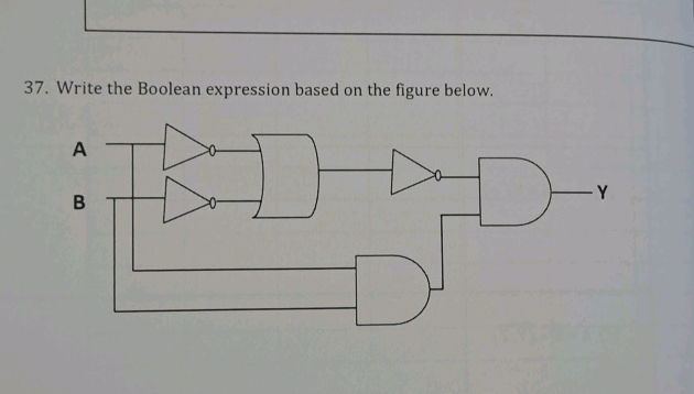 37 Write the Boolean expression based on | StudyX