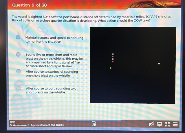 Question 9 of 30 The vessel is sighted 30 | StudyX