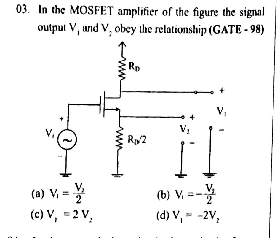 03 In the MOSFET amplifier of the figure | StudyX