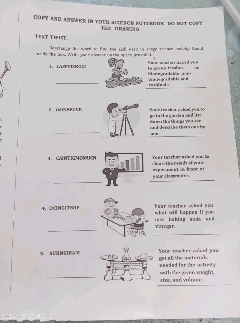 COPY AND ANSWER IN YOUR SCIENCE NOTEBOOK DO | StudyX