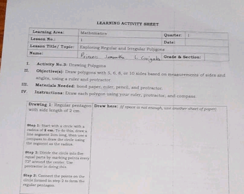 LEARNING ACTIVITY SHEET Learning Area | StudyX