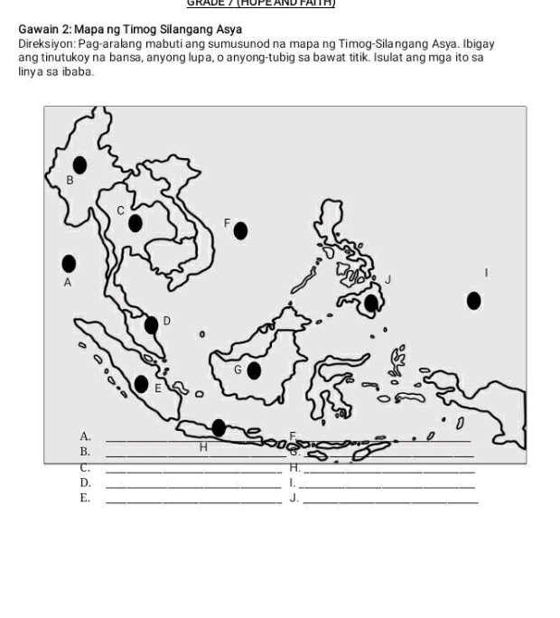 Gawain 2 Mapa ng Timog Silangang Asya