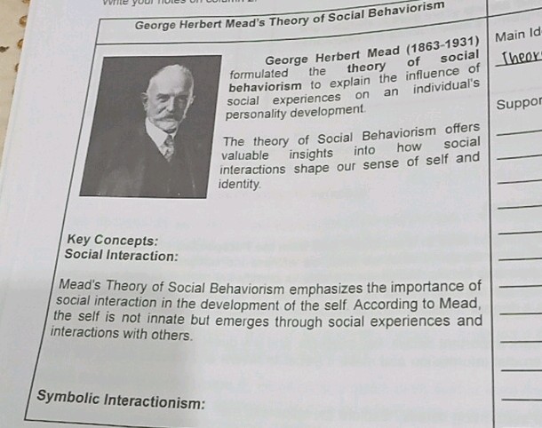 George Herbert Meads Theory of Social | StudyX