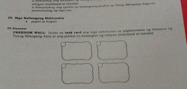 rehiyon (mainland at insular) b Natatalakay | StudyX