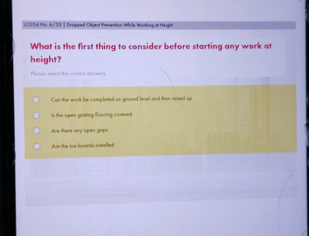 10254 Na 6/23 Dropped Object Prevention | StudyX