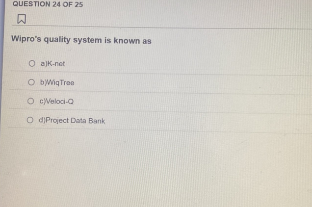 QUESTION 24 OF 25 Wipros quality system | StudyX