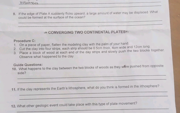 Volcanoes 9 If the edge of Plate A | StudyX